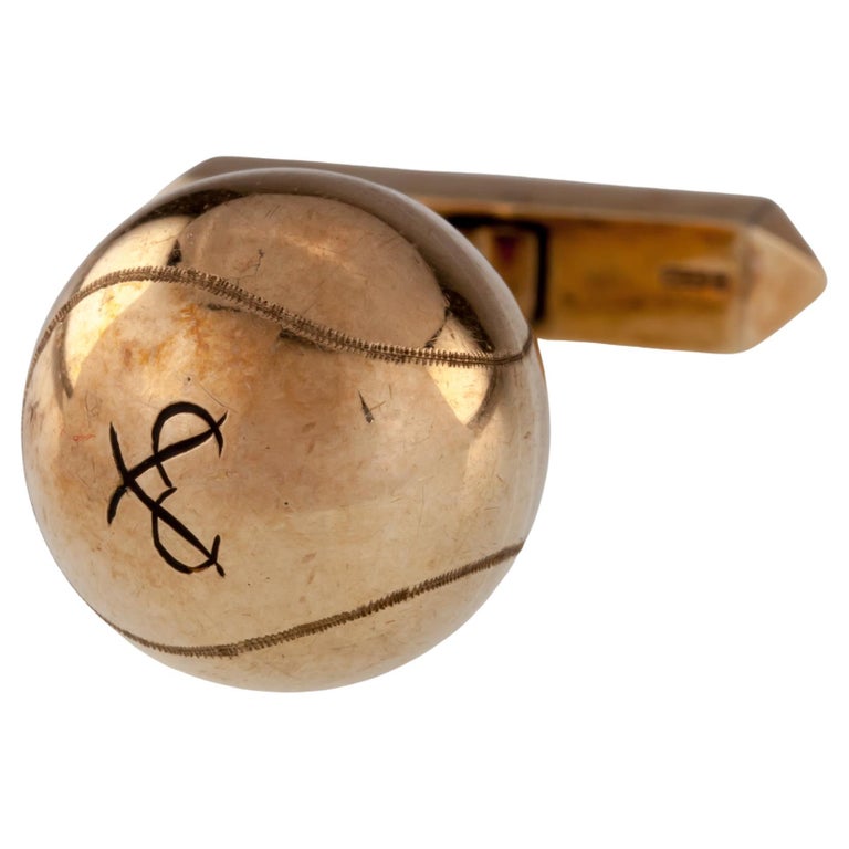 Cartier 9k Single Tennis Ball Cufflink Wimbledon 1964 w/ Prince Philip ...