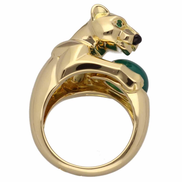 Cartier Agate Emerald Onyx 18 Karat Yellow Gold Panthere Vedra Agate ...