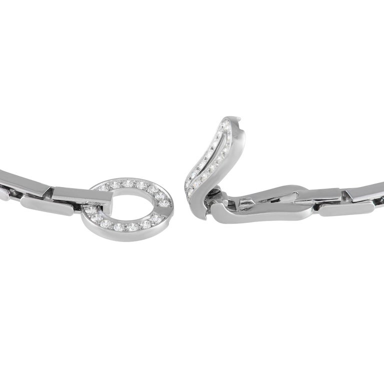 Cartier Agrafe 18K White Gold 1.10 ct Diamond Necklace For Sale at 1stDibs