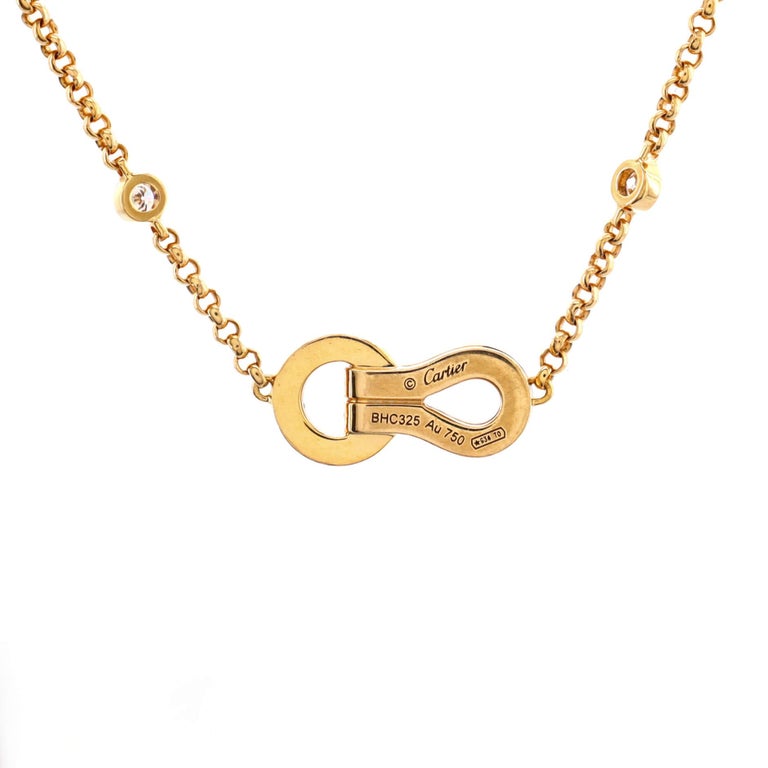 Cartier Agrafe Chain Pendant Necklace 18k Yellow Gold with Diamonds For ...