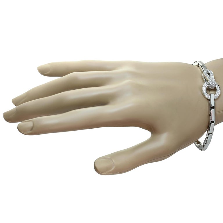 Cartier Agrafe Diamond Clasp 18 White Gold Bracelet For Sale at 1stDibs