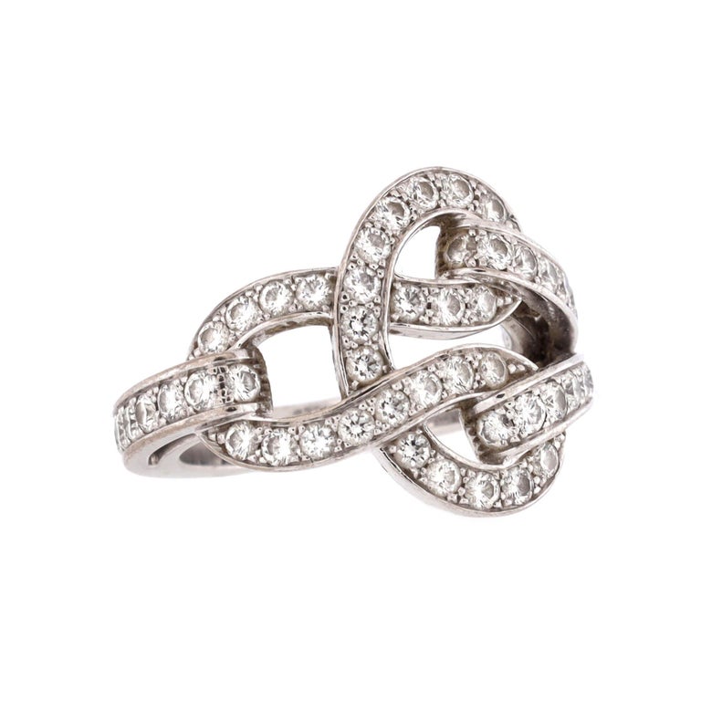 Cartier Agrafe Ring 18k White Gold with Diamonds Large For Sale at 1stDibs