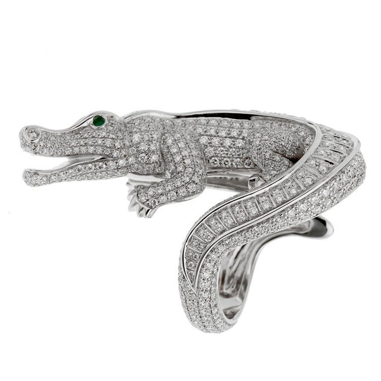Cartier Alligator Diamond Platinum Cocktail Ring For Sale at 1stDibs
