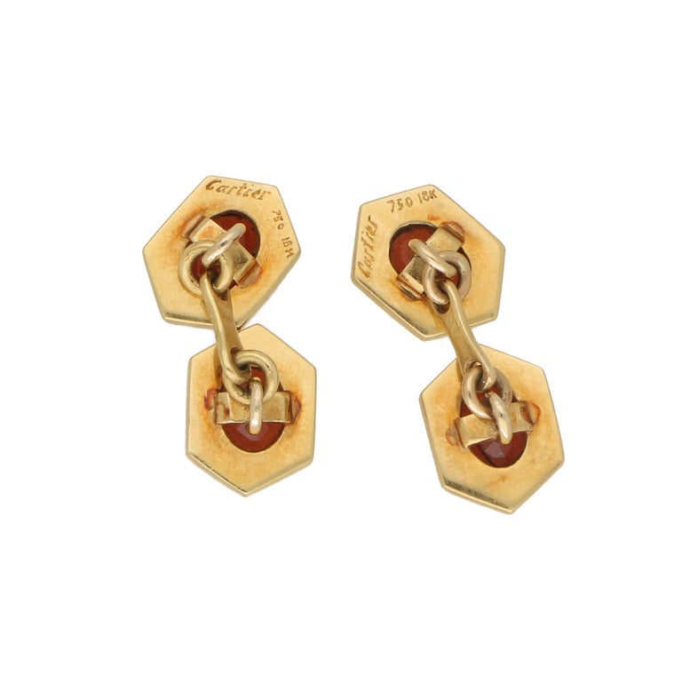 Cartier Almandine Garnet Cufflinks in 18 Karat Yellow Gold For Sale at ...