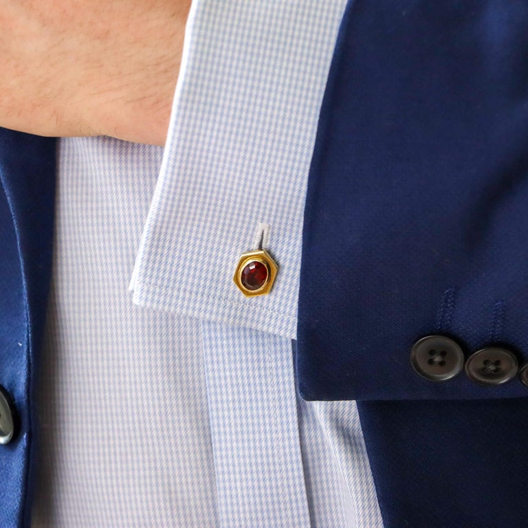 Cartier Almandine Garnet Cufflinks in 18 Karat Yellow Gold For Sale at ...