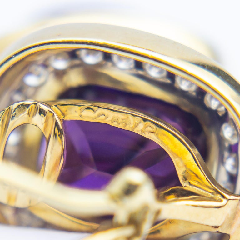 Cartier, Amethyst and Diamond Ear Clips in 18 Karat Gold For Sale at ...