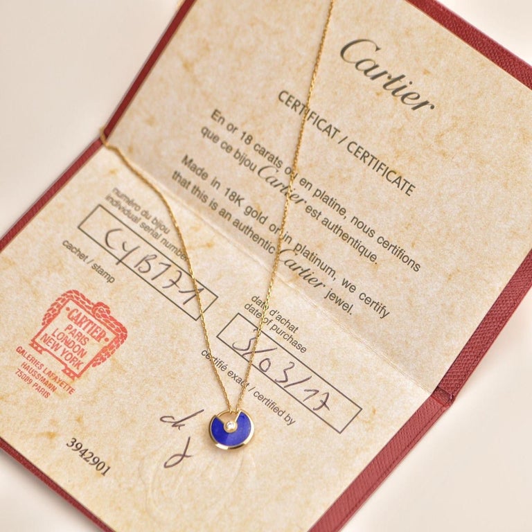 Cartier Amulette De Cartier 18k Yellow Gold Lapis Lazuli Necklace at ...