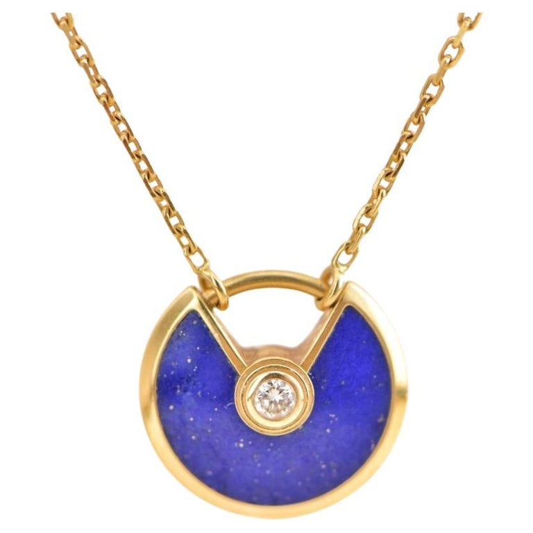 Cartier Amulette De Cartier 18k Yellow Gold Lapis Lazuli Necklace at 1stDibs