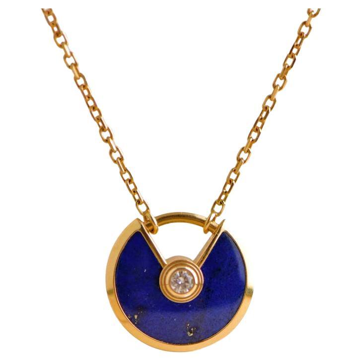 Cartier Amulette De Cartier 18K Yellow Gold Lapis Lazuli Necklace XS ...