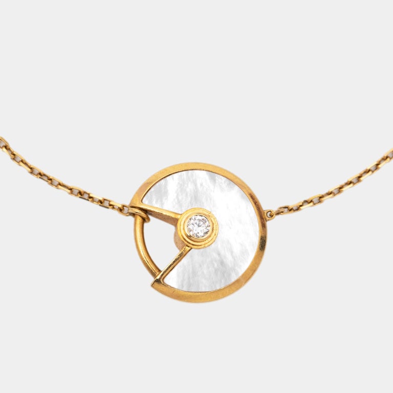 Cartier Amulette De Cartier Mother of Pearl Diamond 18k Yellow Gold XS ...