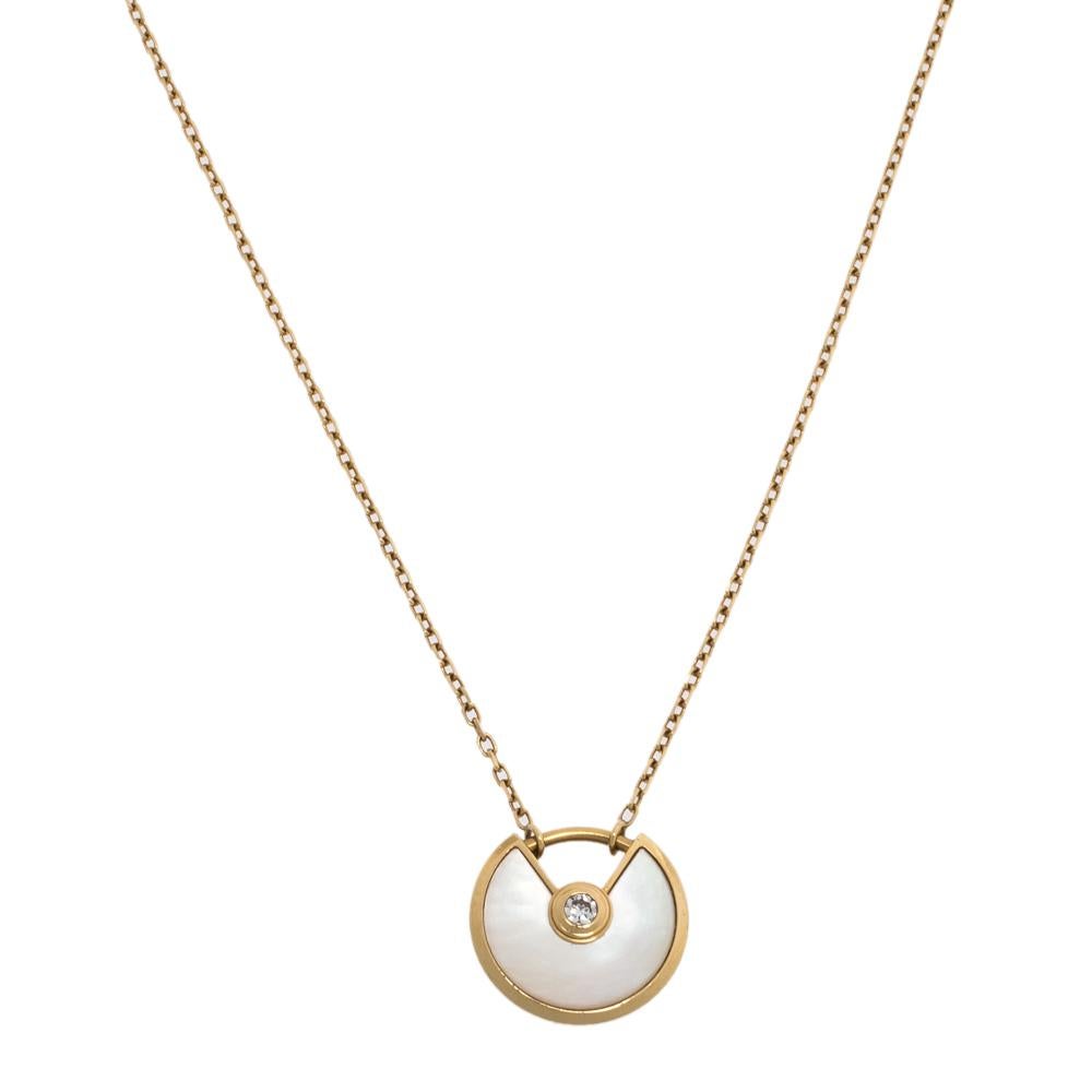 Cartier Amulette de Cartier Mother of Pearl and Diamond 18KYellow Gold ...