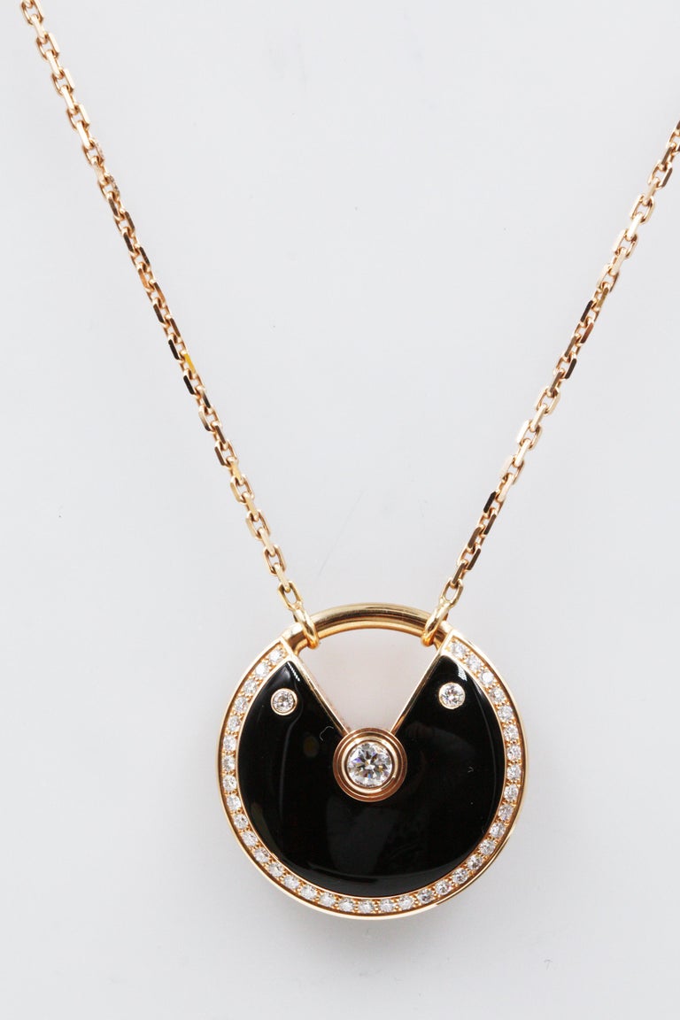 Cartier Amulette De Medium Model 18 Karat Rose Gold Diamonds Onyx ...