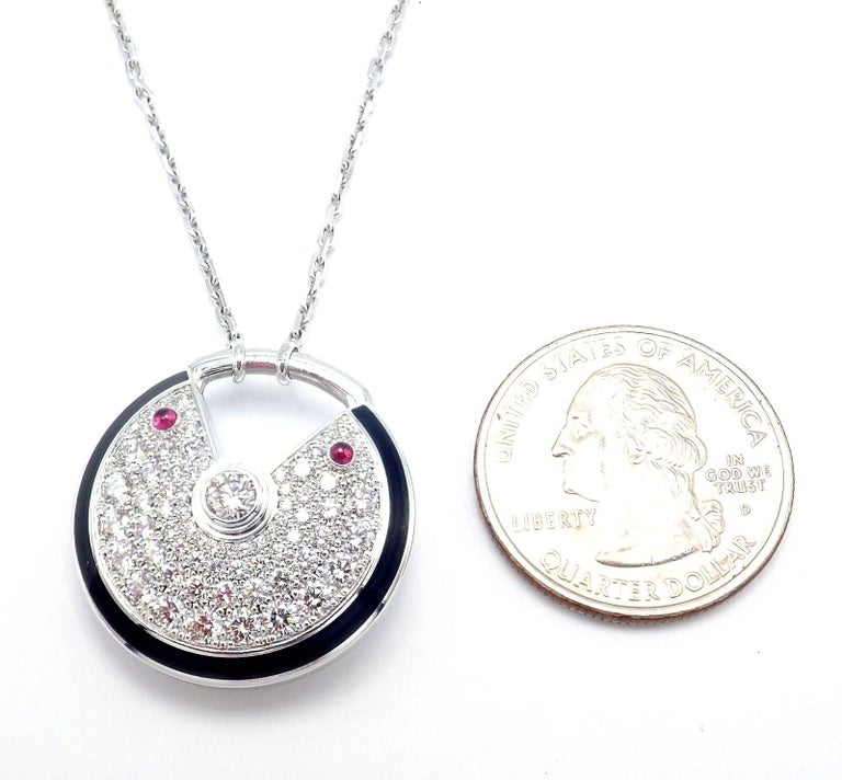 Cartier Amulette Diamond Ruby White Gold Large Pendant Necklace For ...