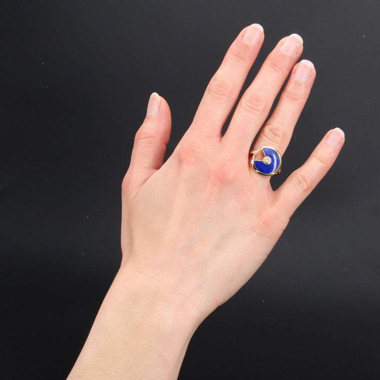 Cartier Amulette Lapis Lazuli Diamond 18 Karat Yellow Gold Ring For ...