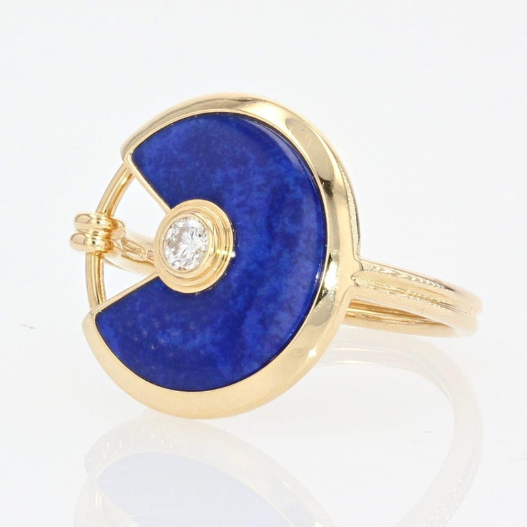 Cartier Amulette Lapis Lazuli Diamond 18 Karat Yellow Gold Ring For ...