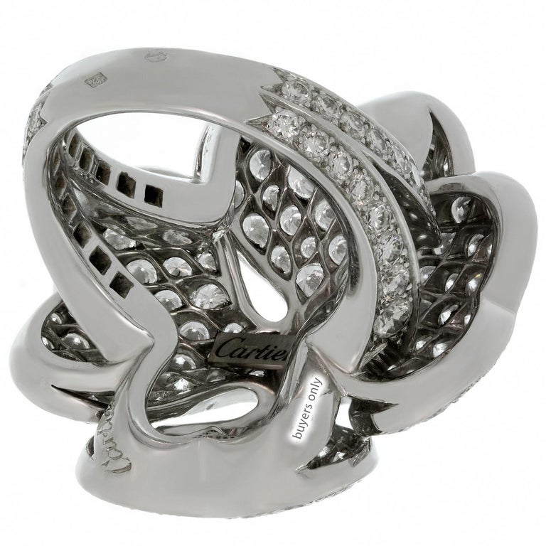 Cartier Anniversary Edition 10 Carat Diamond White Gold Clover Ring For ...