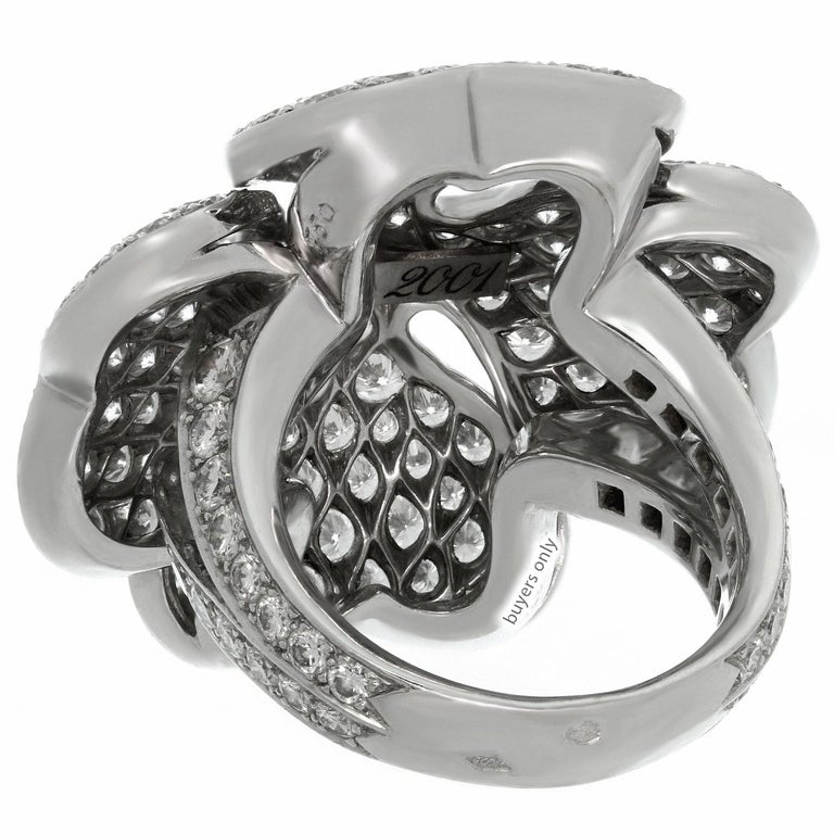 Cartier Anniversary Edition 10 Carat Diamond White Gold Clover Ring For ...