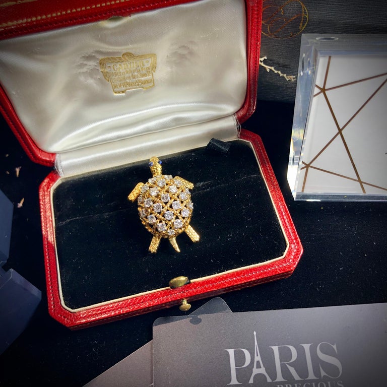 Cartier Antique Diamond Turtle Brooch in 18 Karat Yellow Gold, circa ...