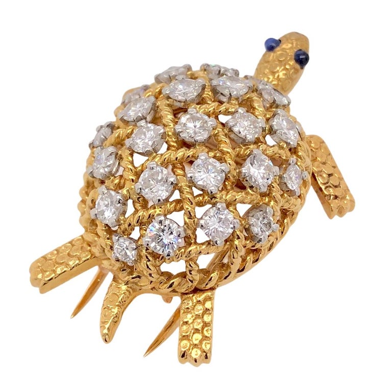 Cartier Antique Diamond Turtle Brooch in 18 Karat Yellow Gold, circa ...