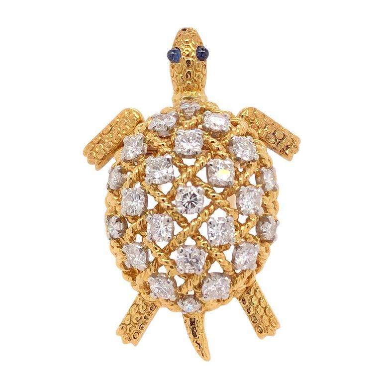 Vintage Cartier Turtle with Diamonds in 18 Karat Yellow Gold circa 1960 ...
