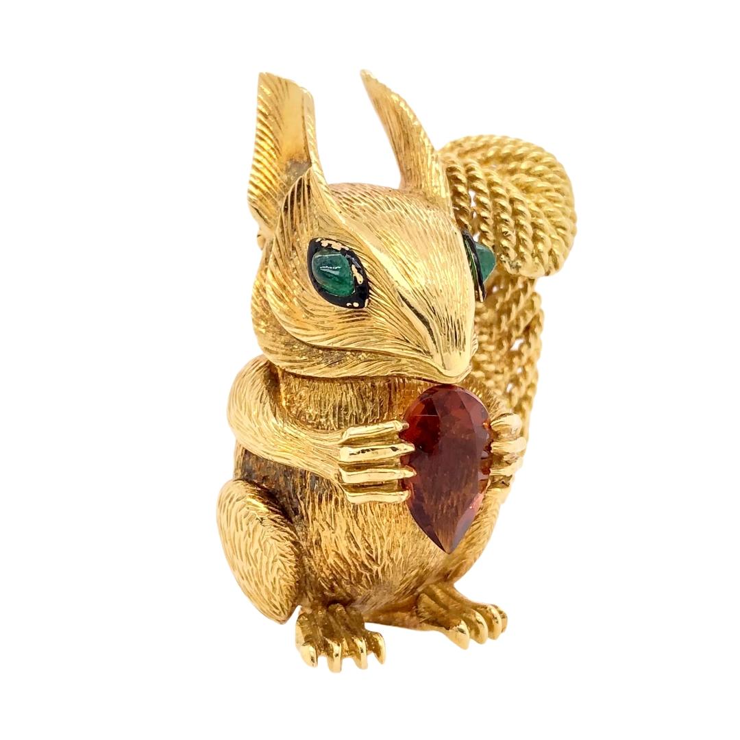 Cartier Antique Squirrel Emerald Brooch in 18 Karat Gold, circa 1960 ...
