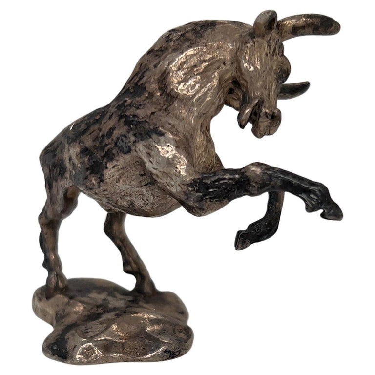 Cartier Antique Sterling Silver Rare Bull Figurine For Sale at 1stDibs