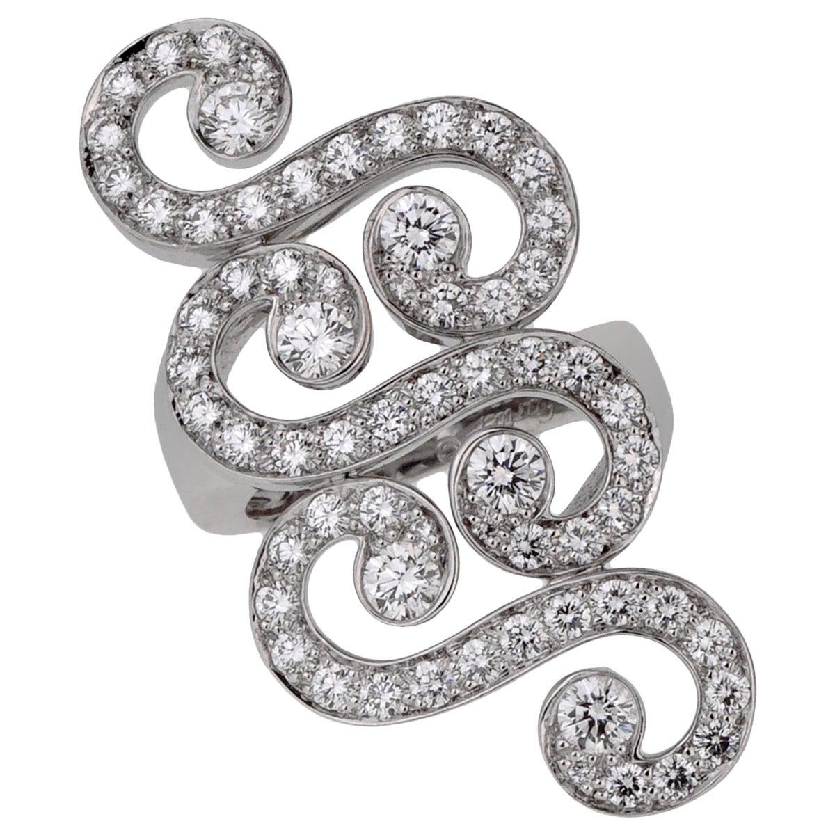 Cartier Arabesque White Gold Diamond Cocktail Ring at 1stDibs
