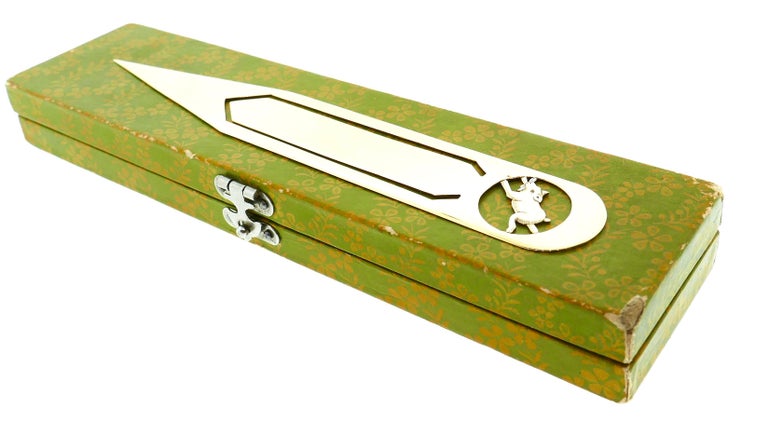 Cartier Art Deco 14 Karat Yellow Gold Enamel Dog Motif Bookmark at ...