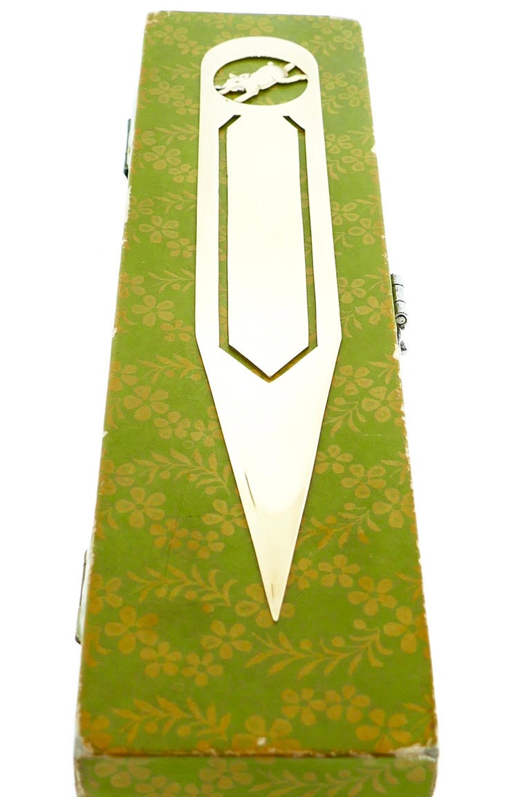 Cartier Art Deco 14 Karat Yellow Gold Enamel Dog Motif Bookmark at ...