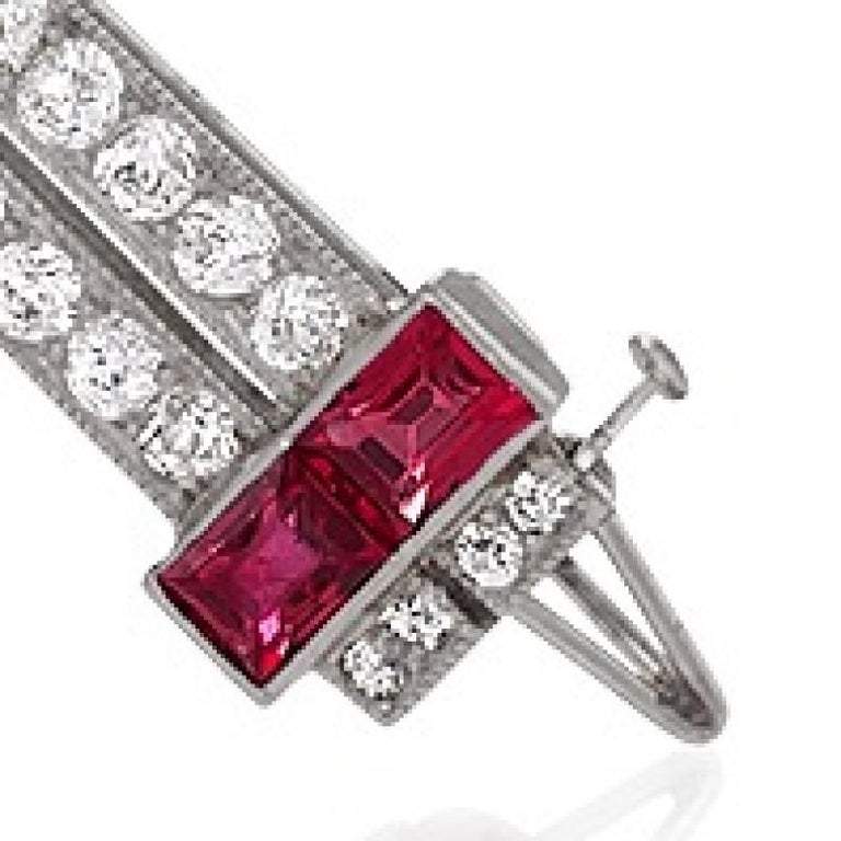 Cartier Art Deco Diamond and Ruby Brooch at 1stDibs | cartier brooch