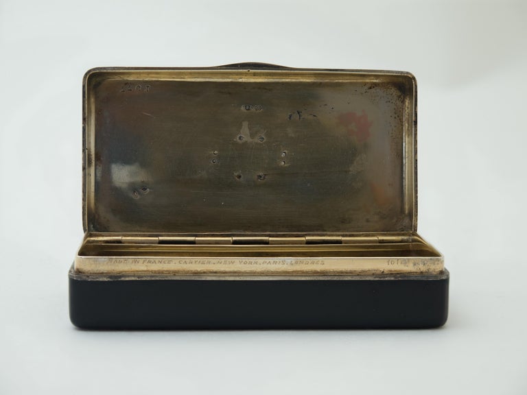 Cartier Art Deco Diamond Jade Enamel Sterling Silver Gilt Box at 1stDibs