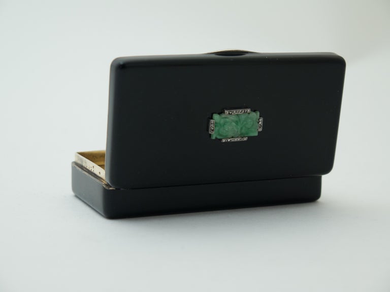 Cartier Art Deco Diamond Jade Enamel Sterling Silver Gilt Box at 1stDibs
