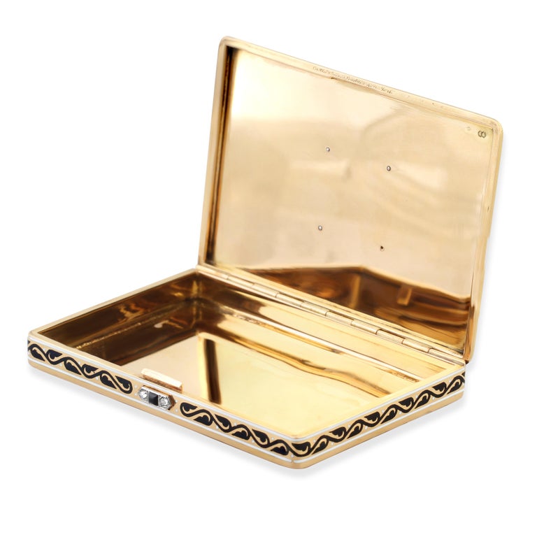 Cartier, Art Deco Gold and Enamel Vanity Case For Sale at 1stDibs