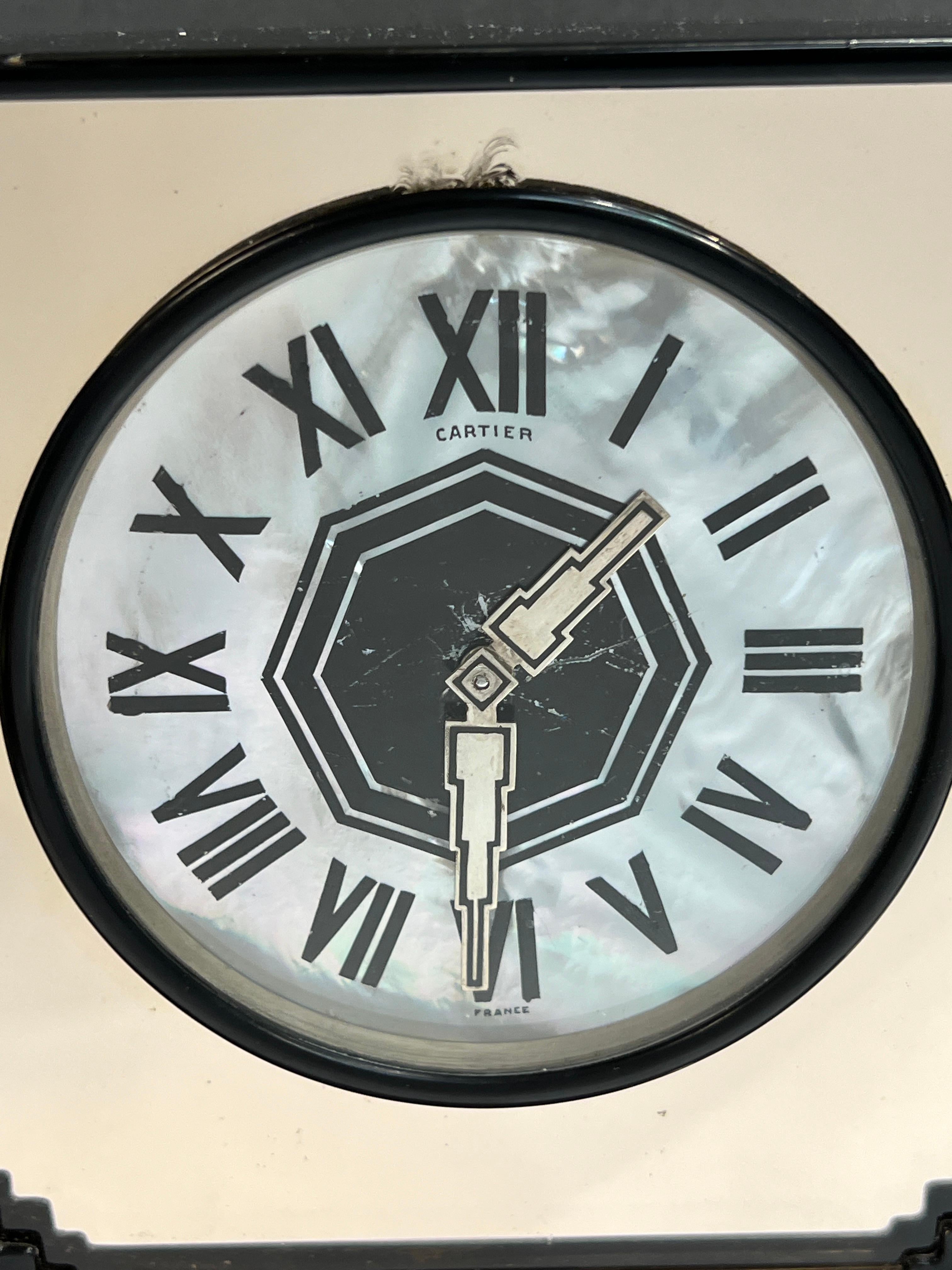 Cartier Art Deco Mirror Clock For Sale at 1stDibs