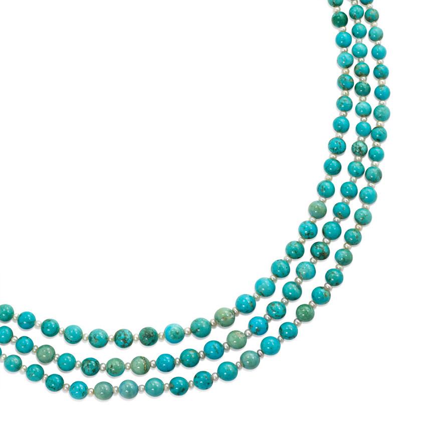 Cartier Art Deco Turquoise Bead Necklace, Convertible to Collar and ...