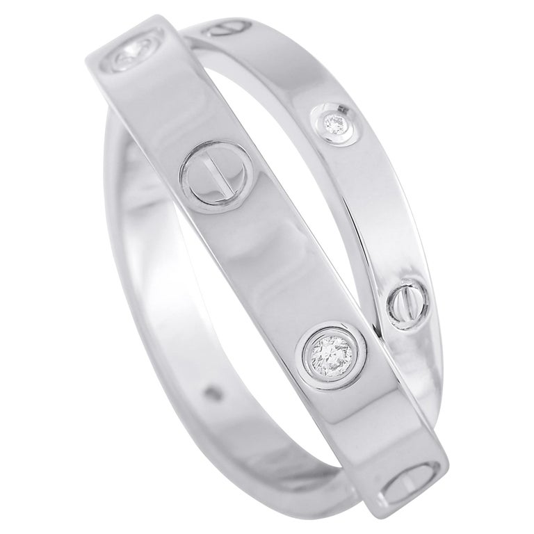 Cartier Astro Love 18 Karat White Gold Diamond Ring at 1stDibs