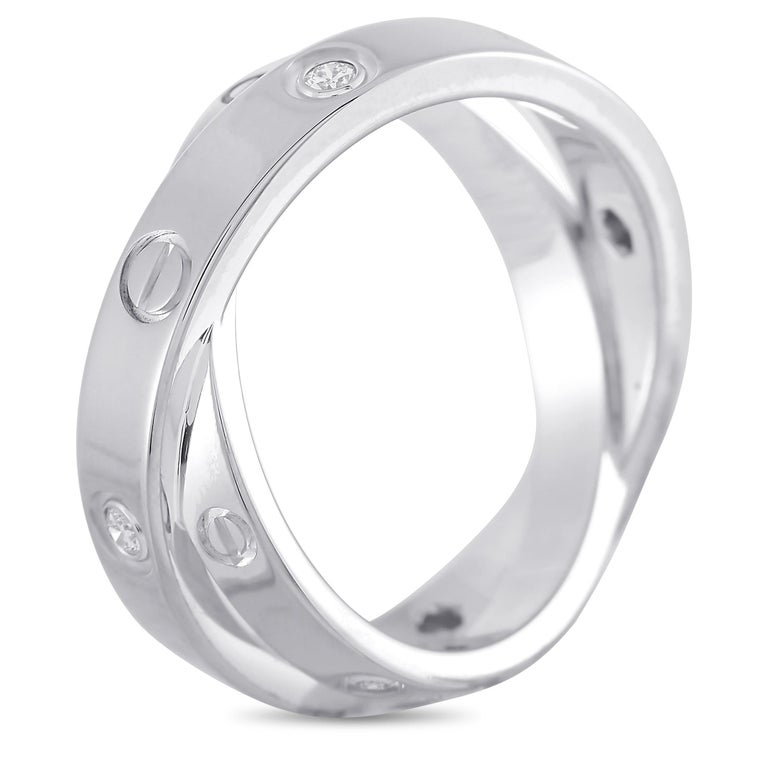 Cartier Astro Love 18 Karat White Gold Diamond Ring at 1stDibs