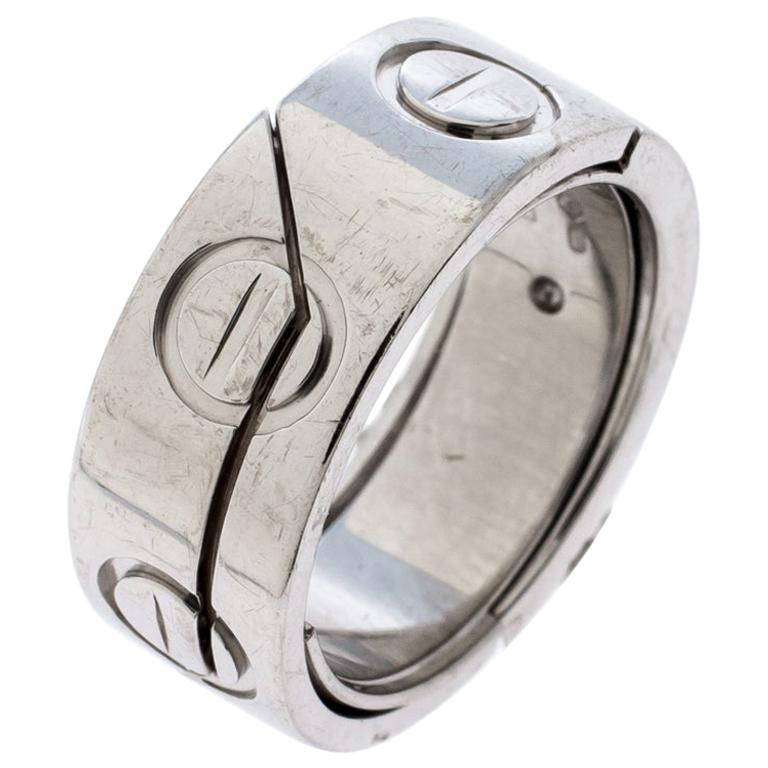 Cartier Astro Love 18k White Gold Ring Size 47 at 1stDibs