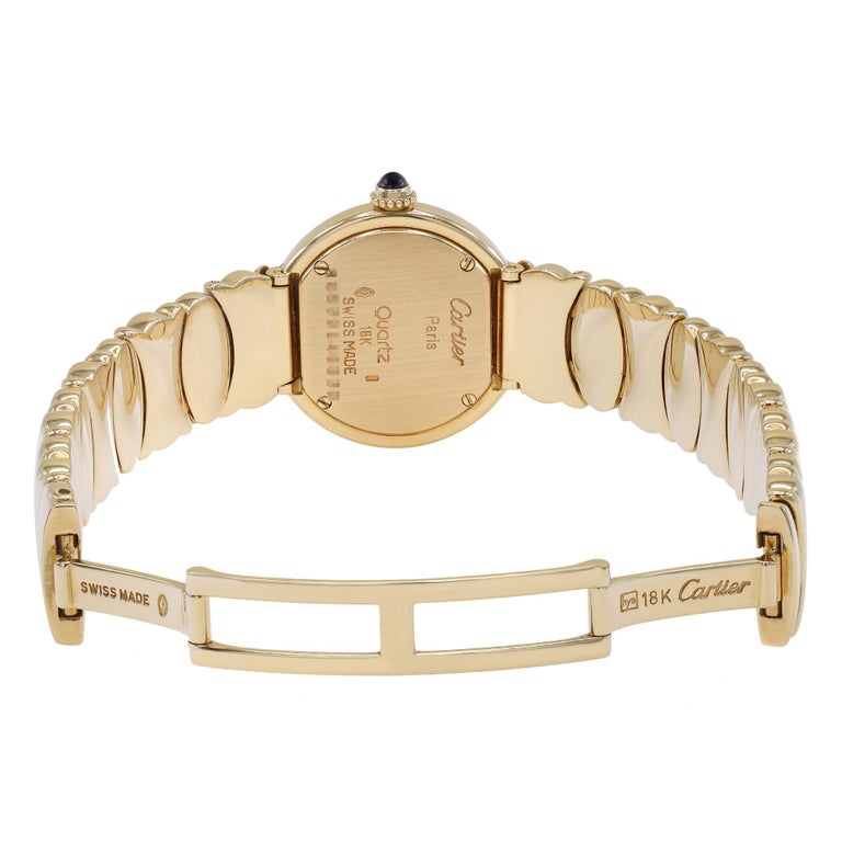 Cartier Baignoire 18K Yellow Gold Off White Dial Ladies Quartz Watch ...