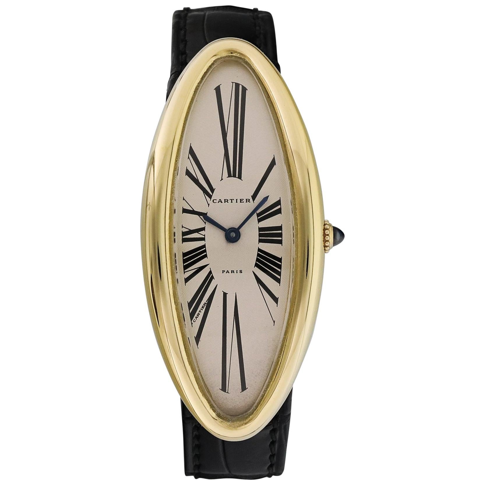 Cartier Baignoire Allongee W1507451 Yellow Gold Rare Ladies Watch For ...