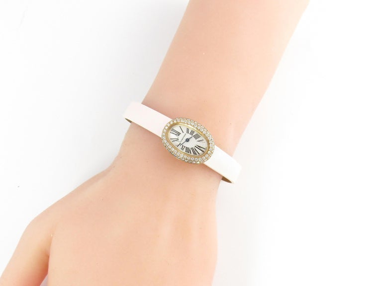 Cartier Baignoire Mini Diamond 18 Karat Gold Oval Ladies Watch Pink ...