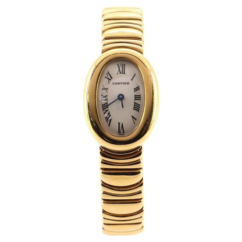 Cartier Ladies Yellow Gold Baignoire Oval Quartz Wristwatch at 1stDibs