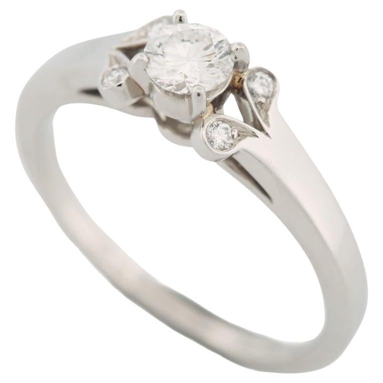 Cartier Ballerine Solitaire 0.23ct Diamond Engagement Ring Pt 50 For Sale at 1stDibs