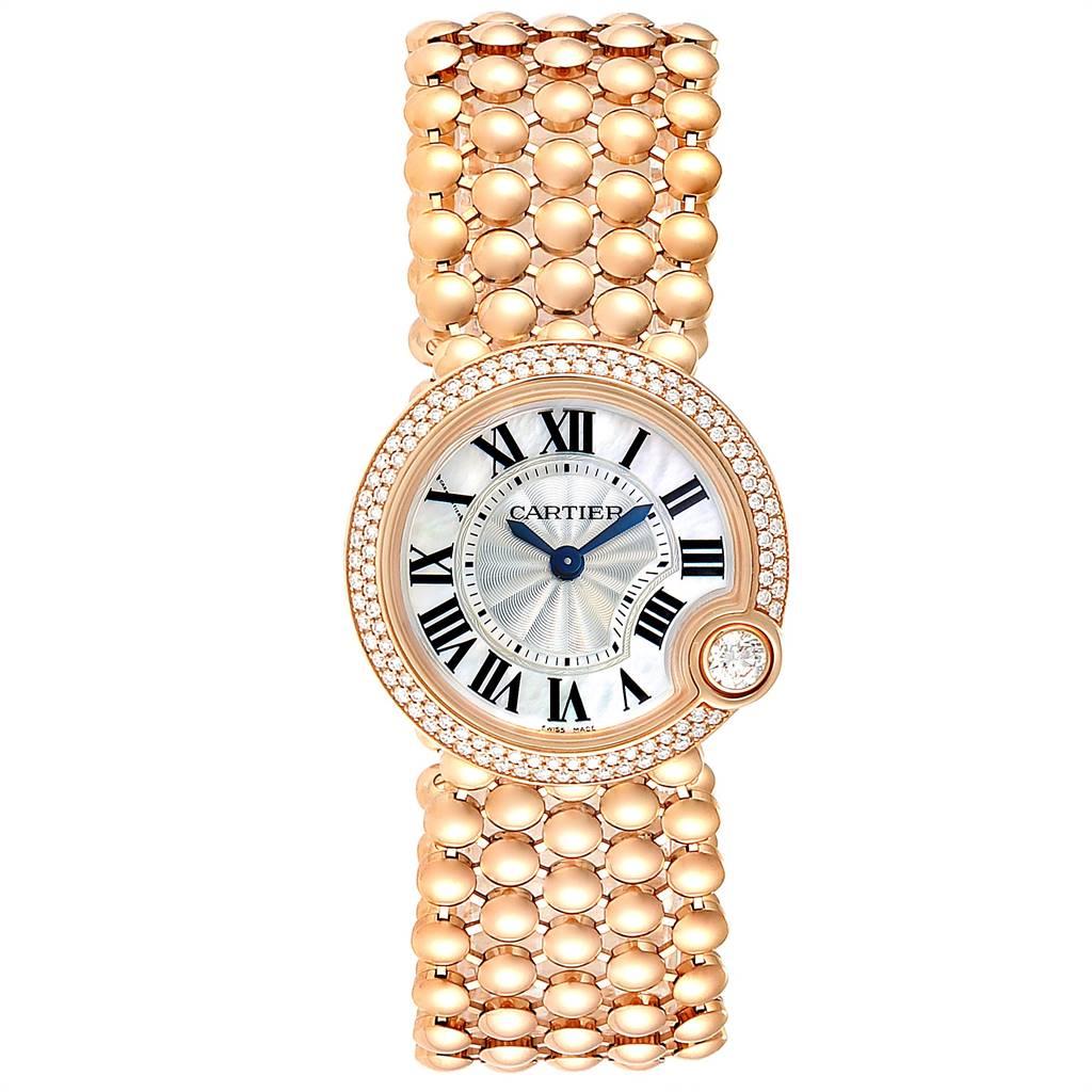 Cartier Ballon Blanc Mother of Pearl Rose Gold Diamond Ladies Watch ...