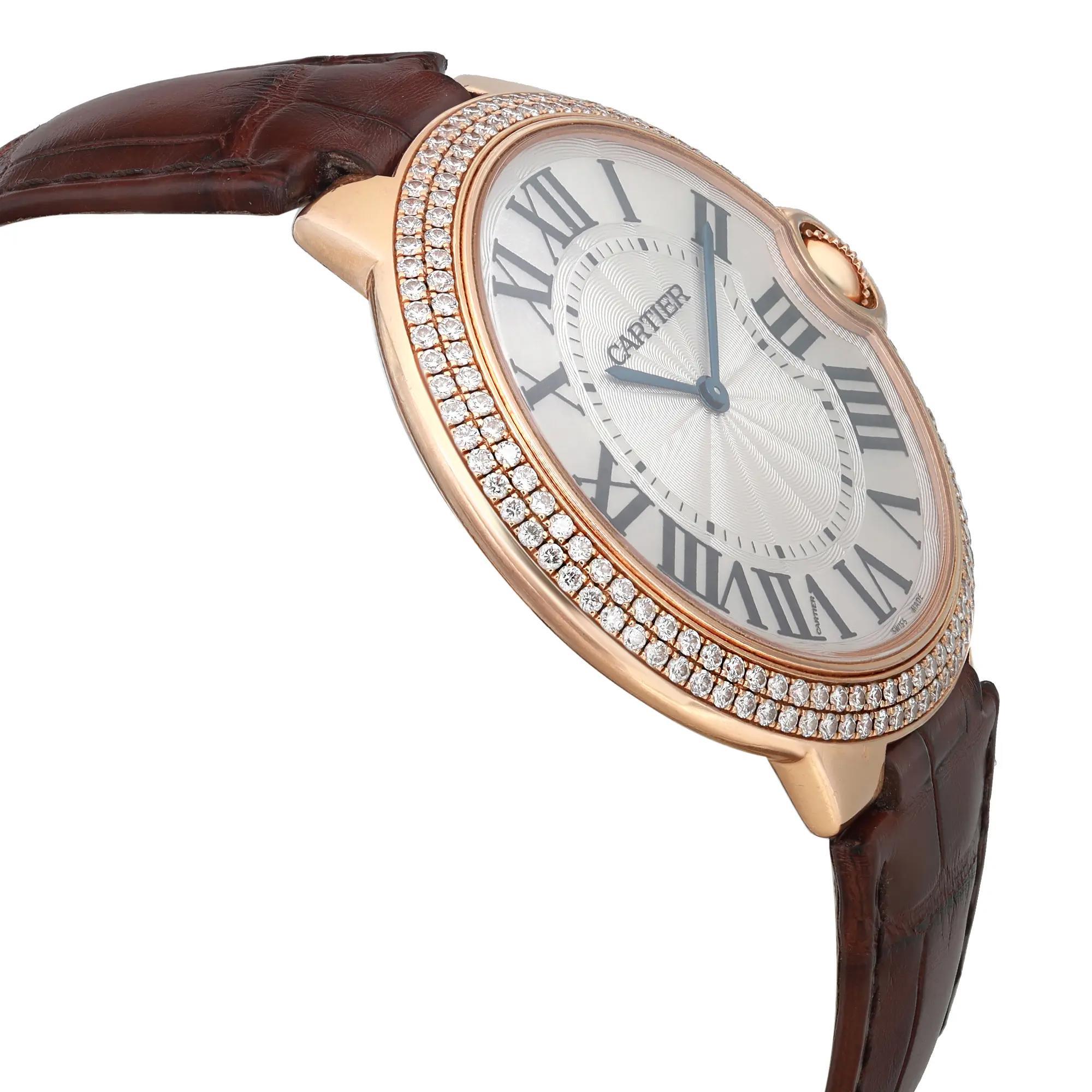 Cartier Ballon Bleu 18k Rose Gold Diamond Silver Dial Manual Wind Watch ...