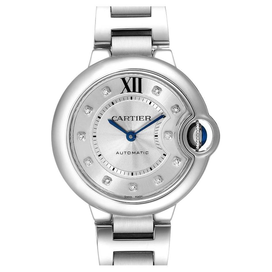 Cartier Ballon Bleu Automatic Diamond Stainless Steel Ladies Watch ...