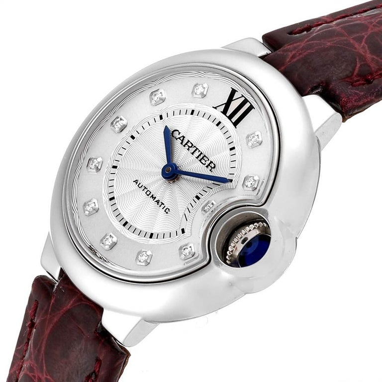 Cartier Ballon Bleu 33 Diamond Steel Ladies Watch W4BB0009 Box Papers ...