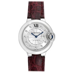 Cartier Ballon Bleu 33 Diamond Steel Ladies Watch W4BB0009 Box Papers ...