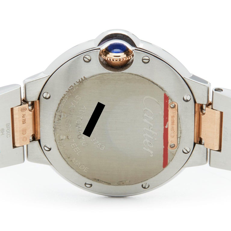 Cartier Ballon Bleu 33 WE902077 or 3753 Ladies Rose Gold Diamond Watch ...