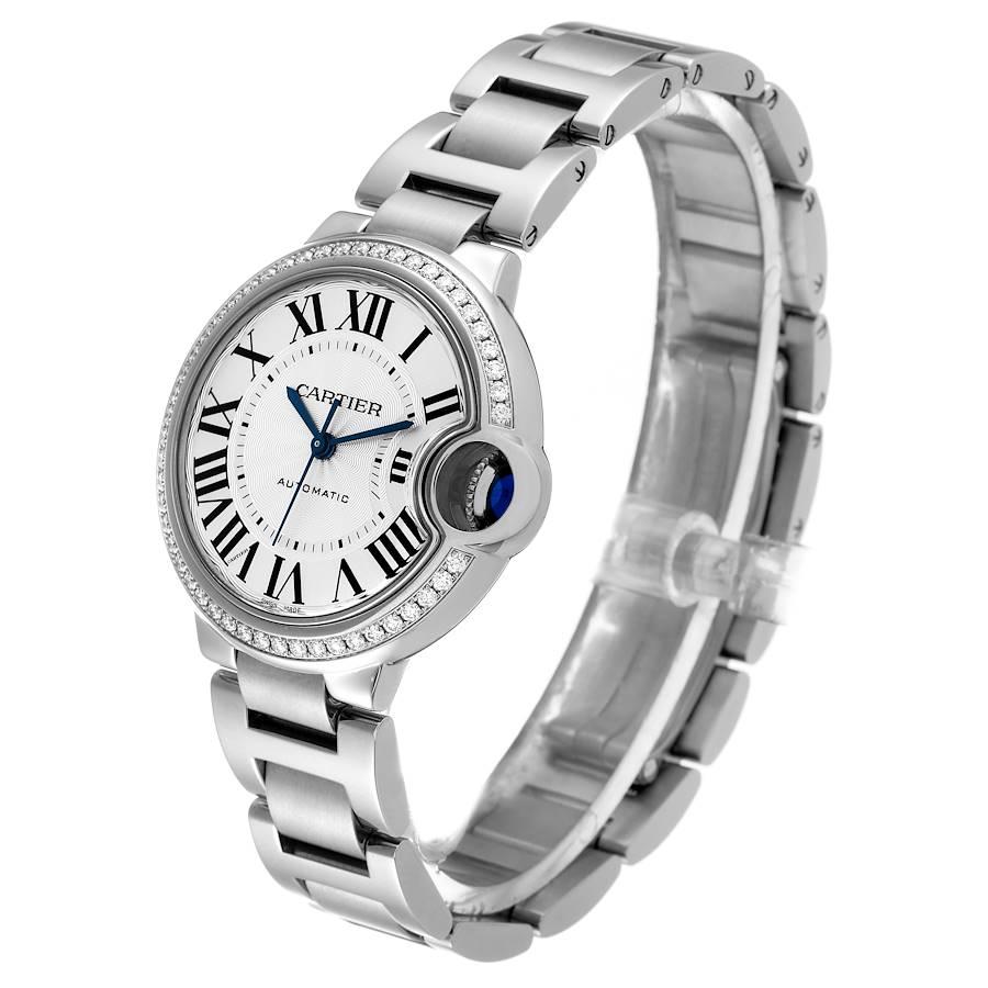 Cartier Ballon Bleu Steel Diamond Bezel Ladies Watch W4BB0016 Box Card ...